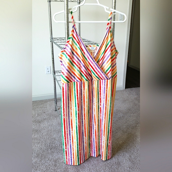 Sears | Dresses | Vintage Dress Sears 97s Xl Rainbow Polyester Stretchy ...